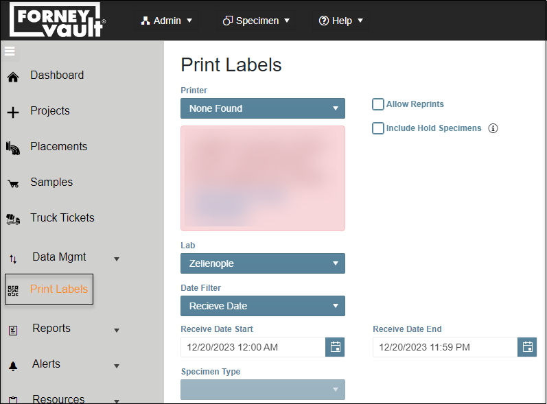 How do I print labels from ForneyTools®?