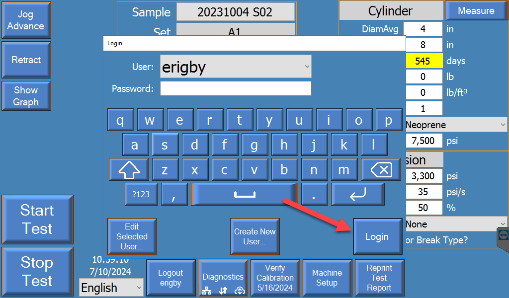 How to log in to the ForneyLink machine interface?